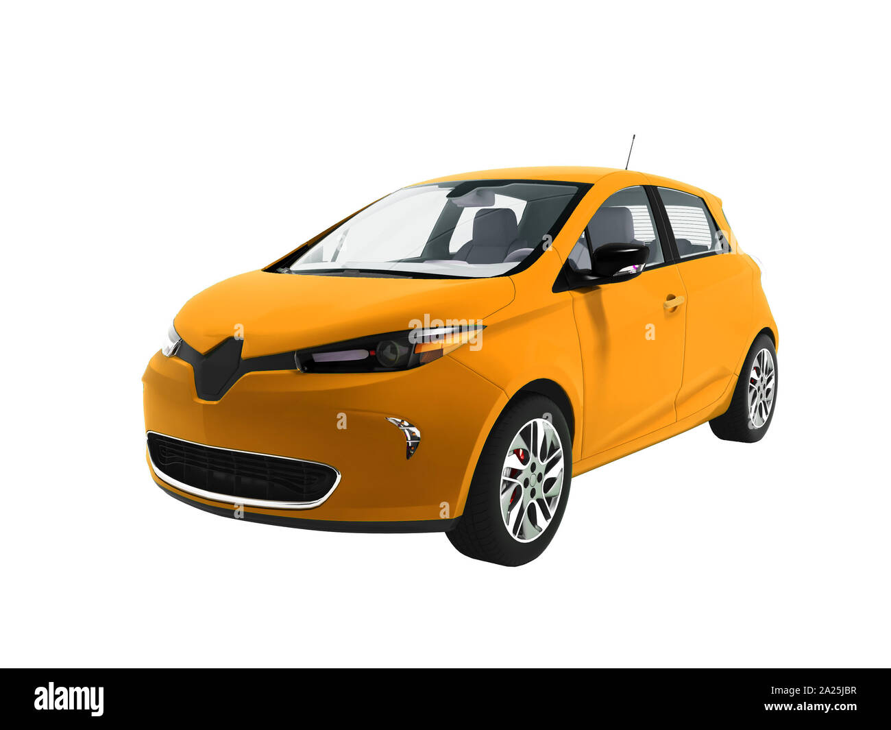 Modern sports electric car hatchback orange for family 3D render on ...