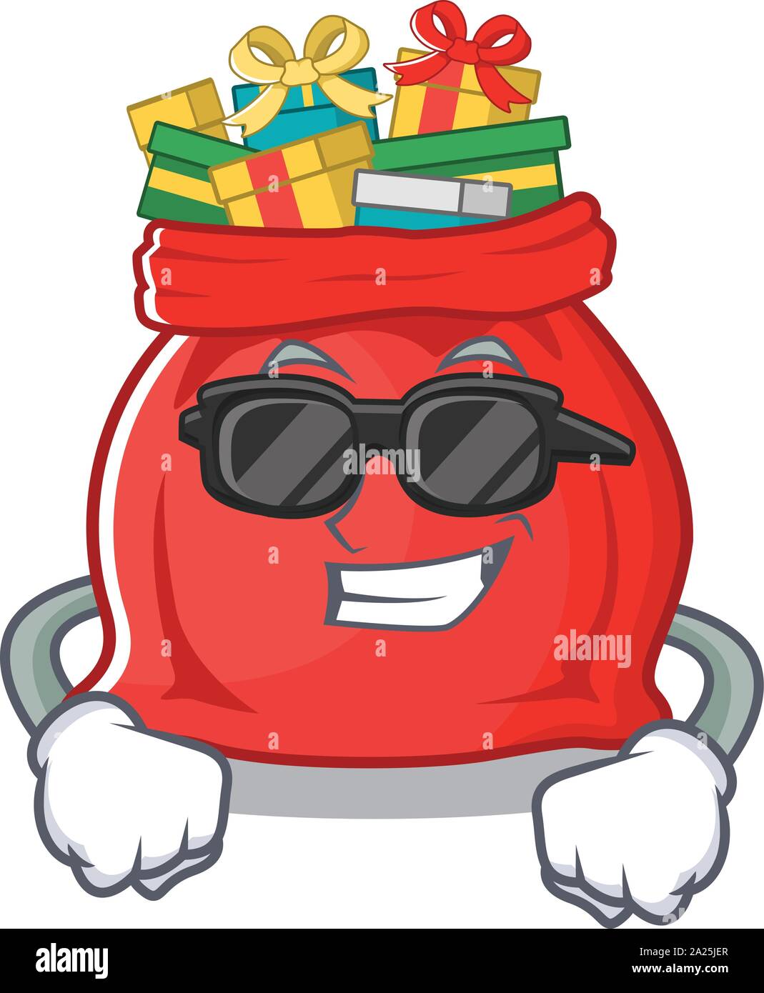 Super cool santa claus bag isolated with mascot Stock Vector Image ...