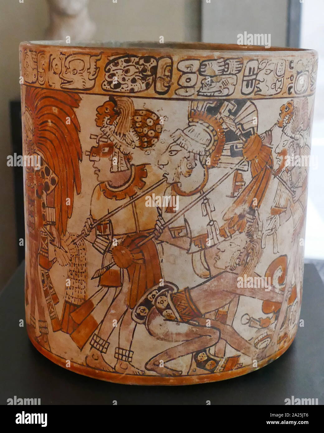 Maya pottery vessel depicting a war scene, Mayan; Guatemala, 700-900 AD ...