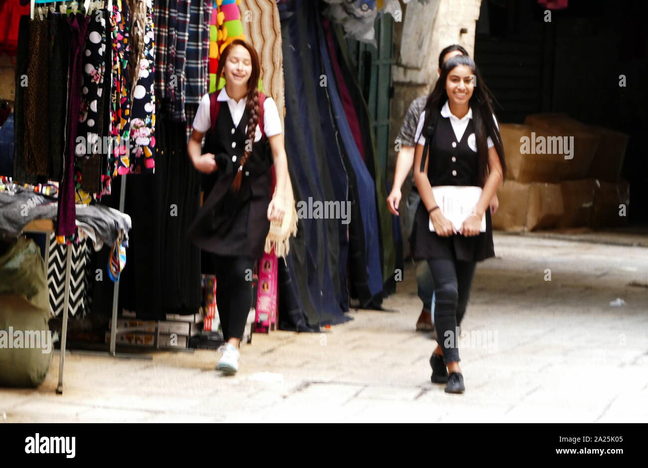 Arab Children going on their way to school in the old city of Jerusalem ...