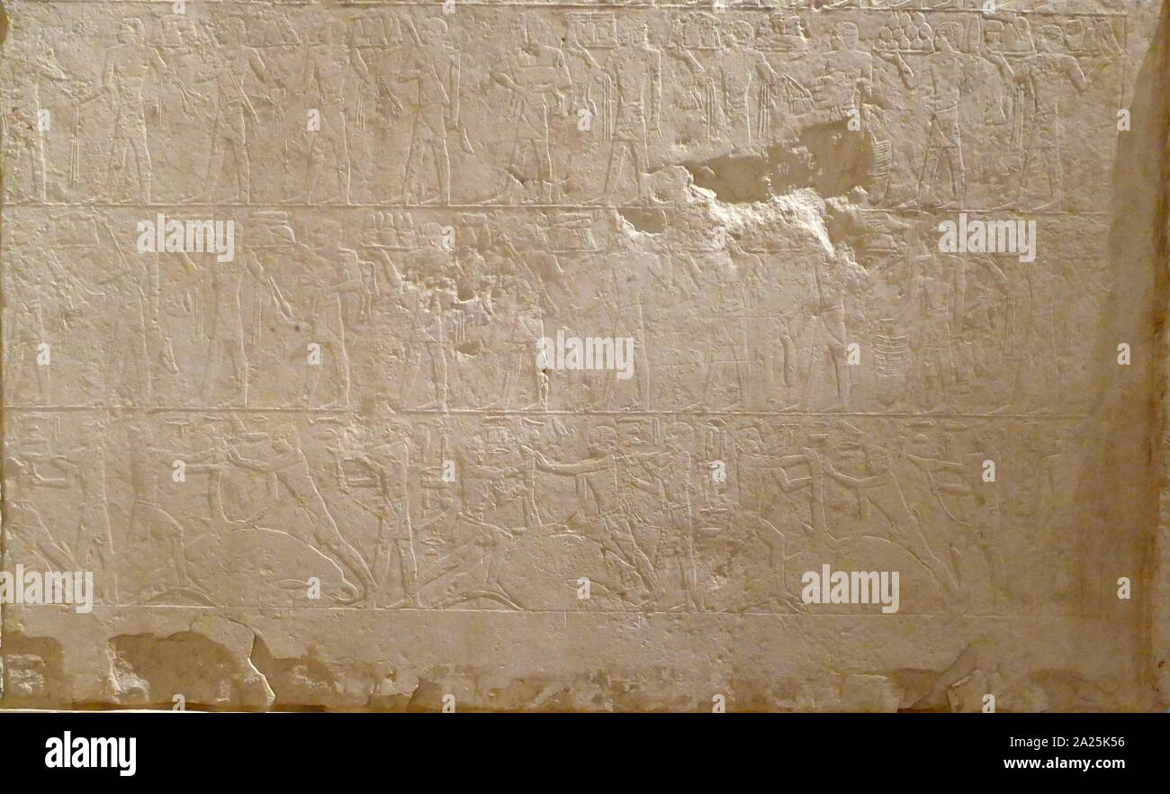 Sixth Dynasty, sacrificial chamber and wall from the tomb of Manufer ...