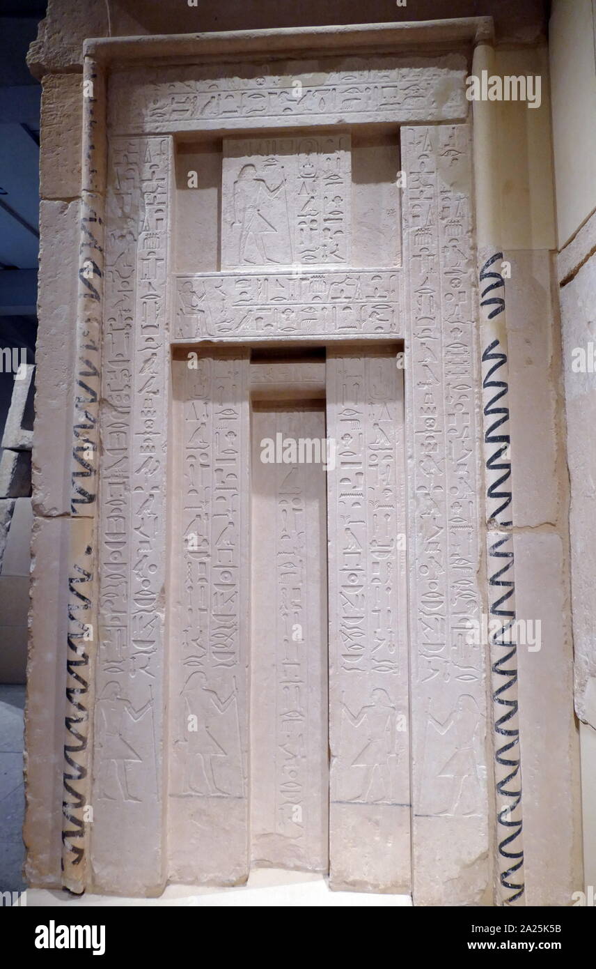 Sixth Dynasty, sacrificial chamber and wall from the tomb of Manufer ...