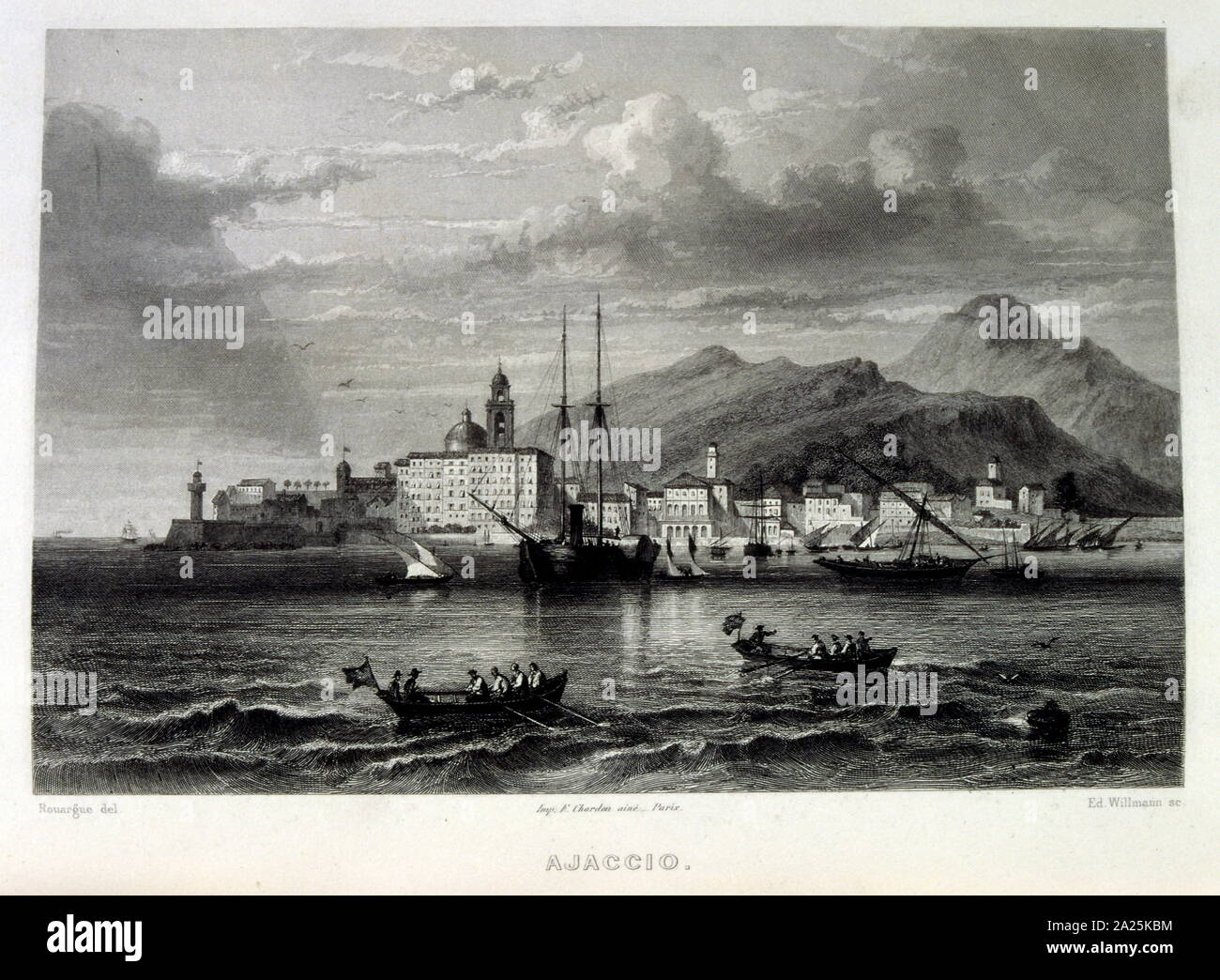 View of the Ajaccio, Corsica, France. Greece. French 19th century ...