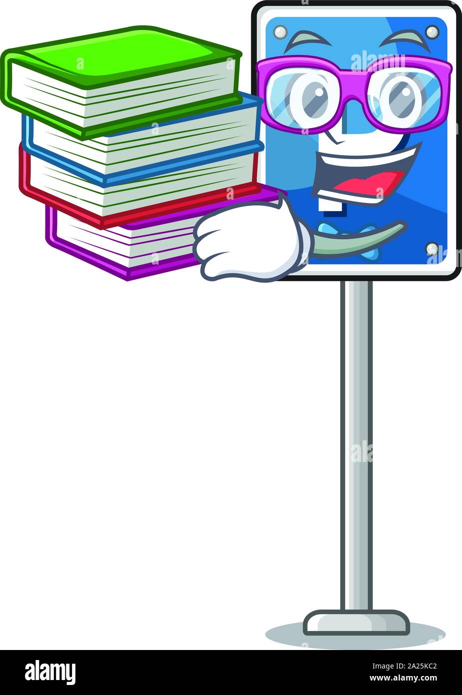 Student with book parking sign character shape the cartoon Stock Vector ...