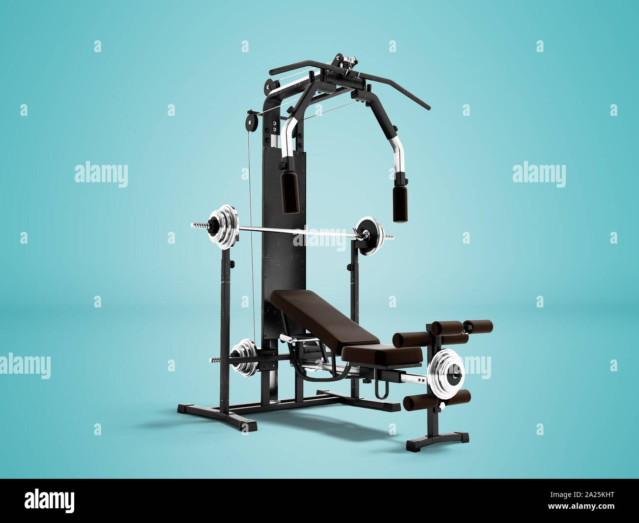 Modern black multifunctional power trainer with brown inserts 3D render ...