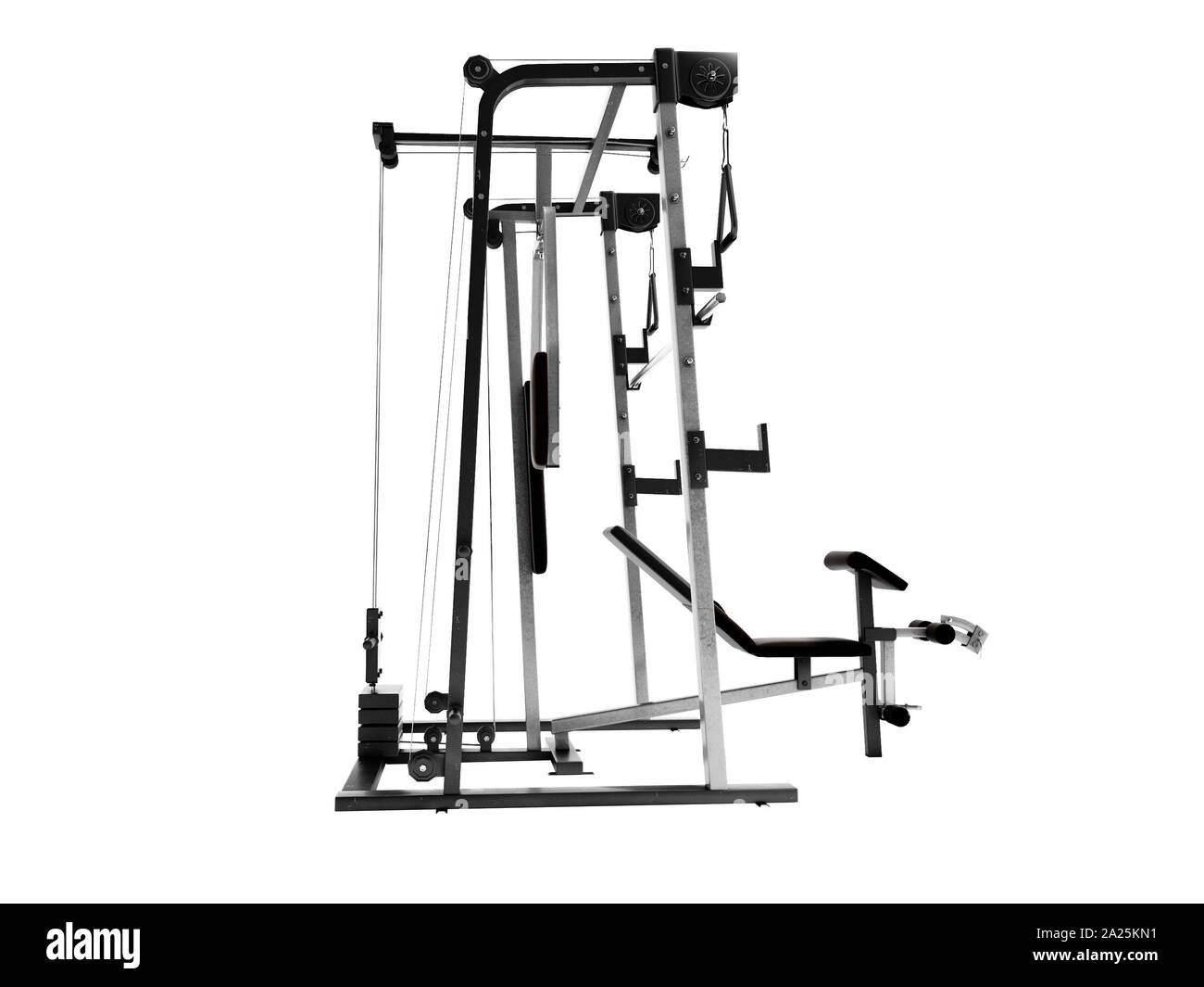 Modern black multifunctional power trainer with brown insets on the ...