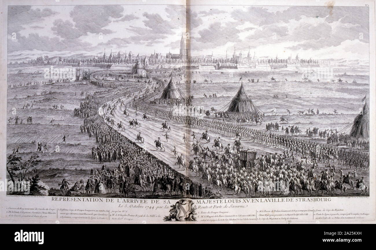 18th century illustration of Louis XV, King of France, Reigned 1715 ...