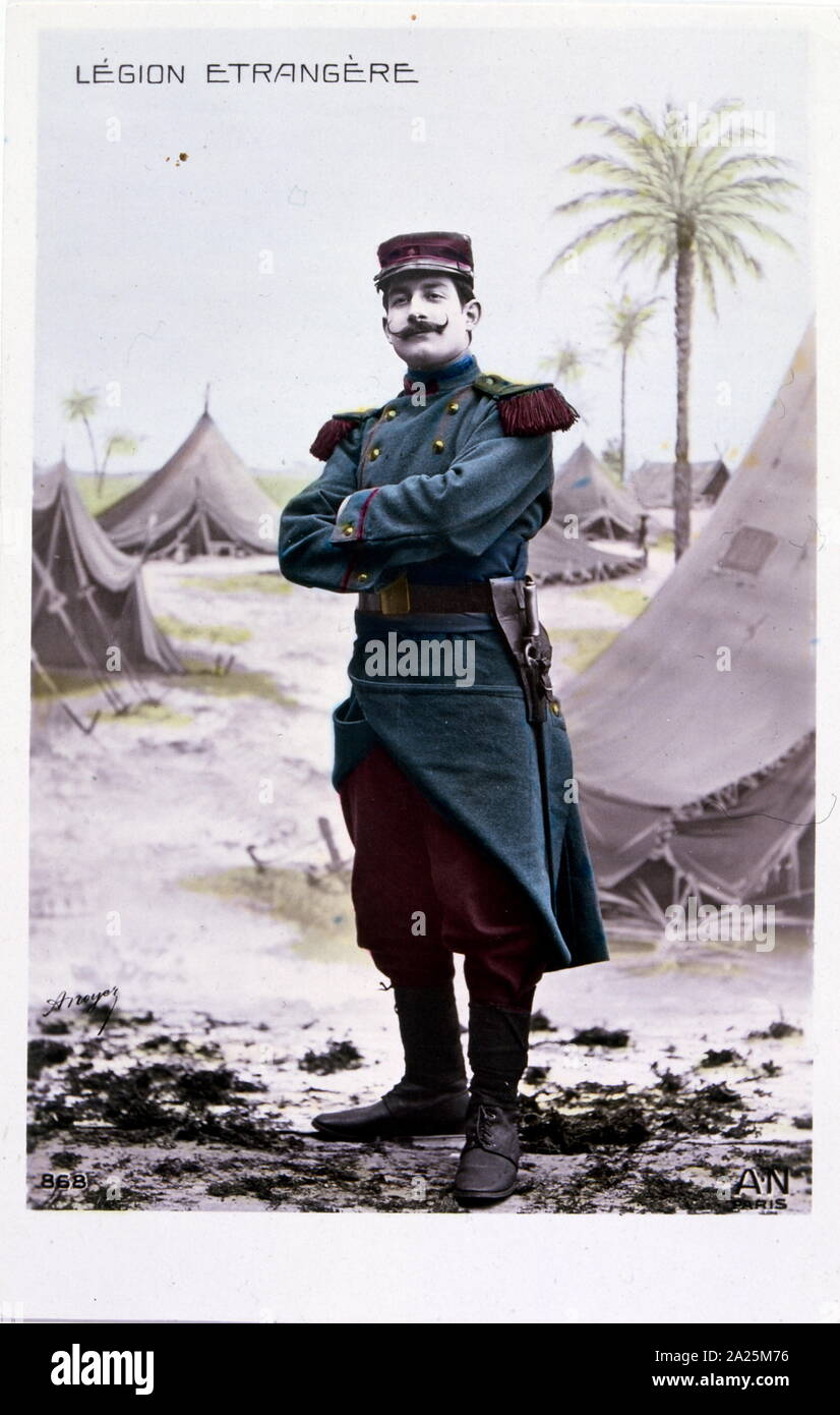 French legionnaire colonial soldier depicted on a postcard 1895 Algeria ...