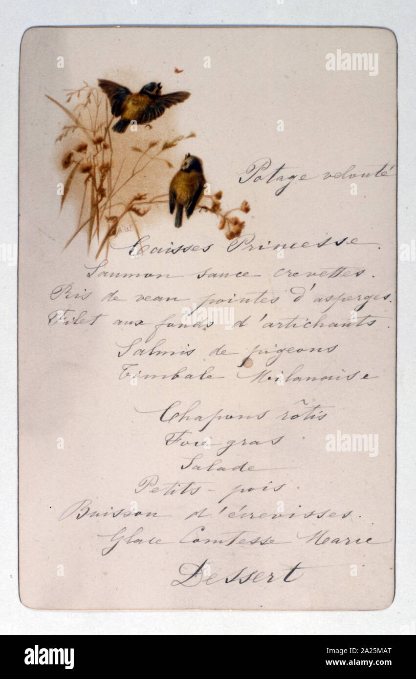Menu restaurant 1895 hi-res stock photography and images - Alamy