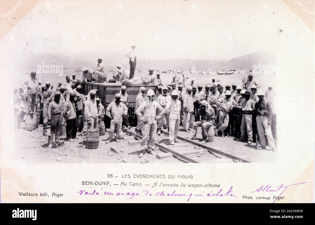 French legionnaire colonial soldiers building a railway at Figuig in ...