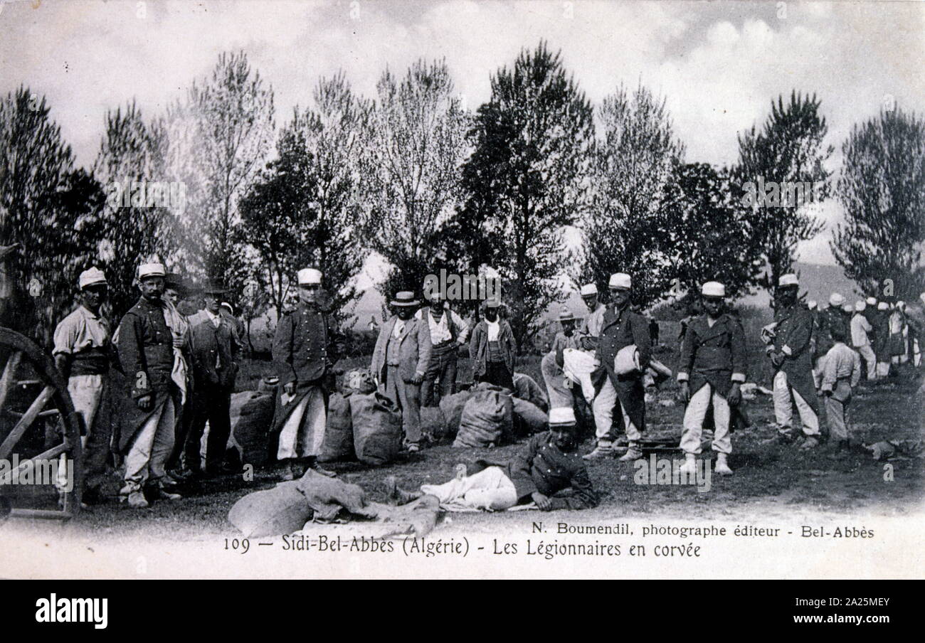 French legionnaire colonial soldiers resting in Sidi Bel Abbès, Algeria ...