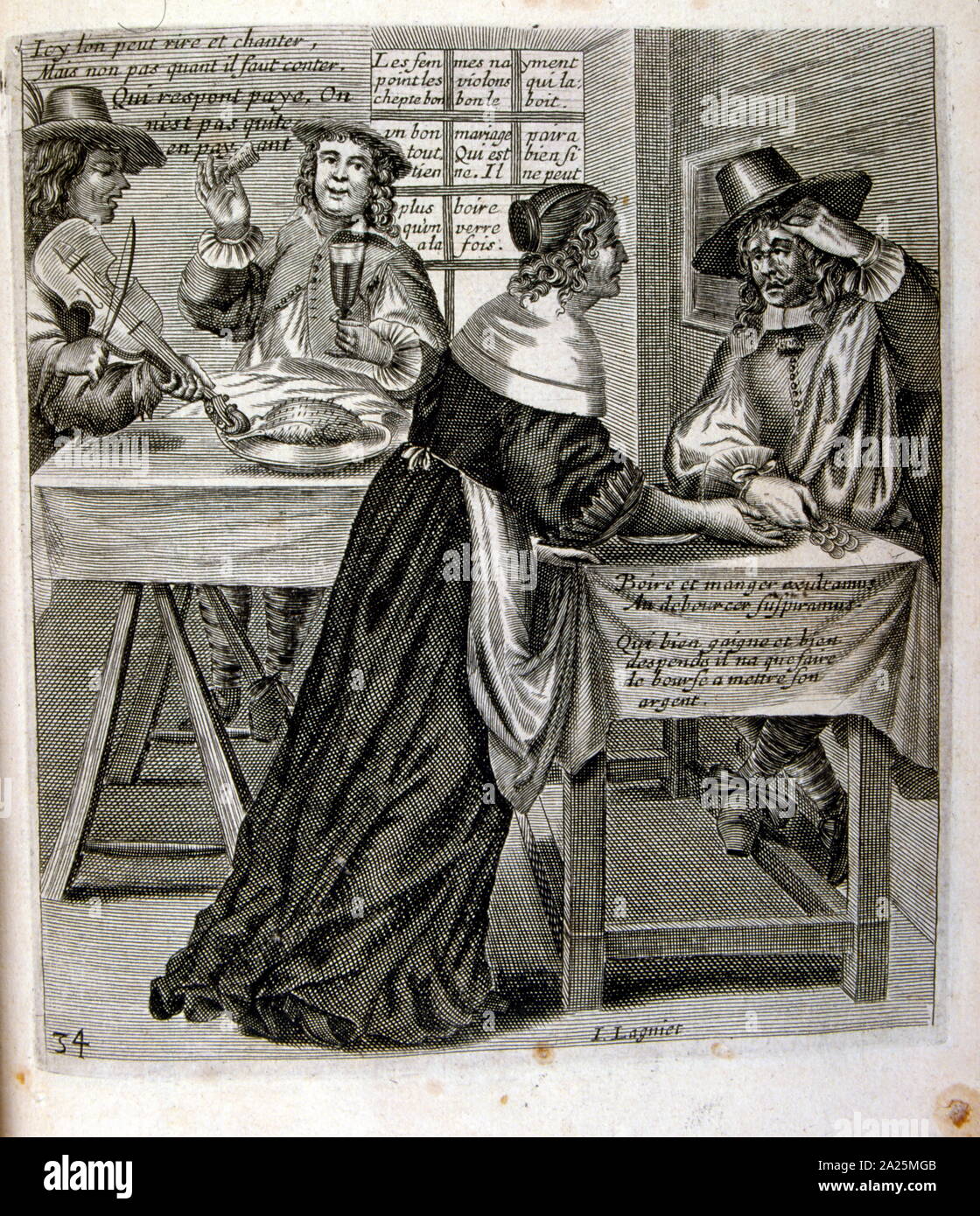 17th century engraved illustration from a collection of proverbs. Paris ...