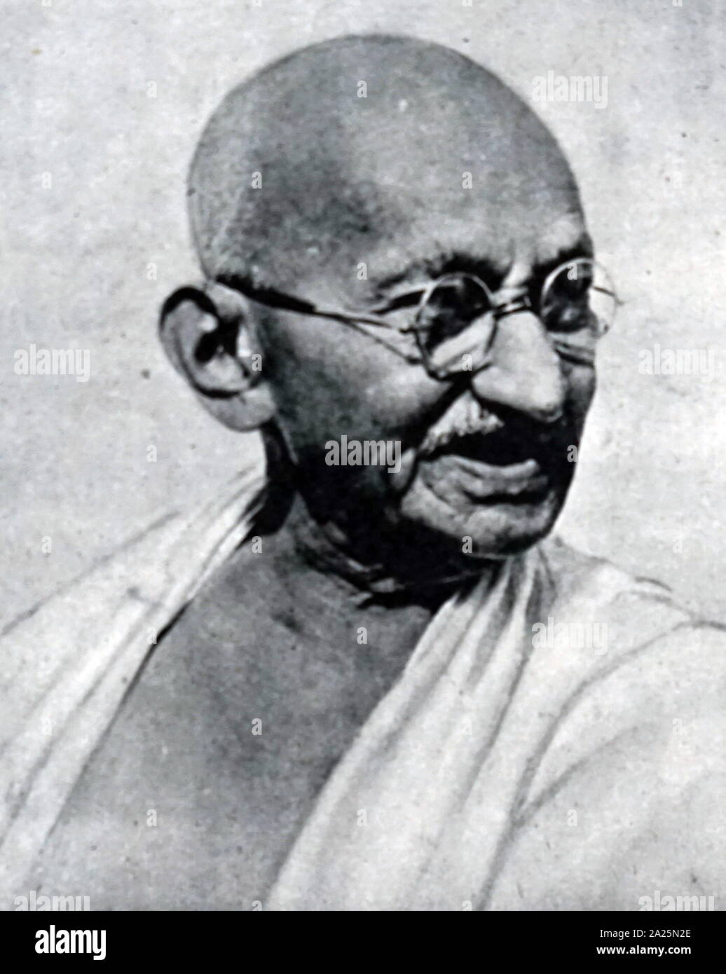 Photograph of Mahatma Gandhi. Mohandas Karamchand Gandhi (1869-1948) an ...