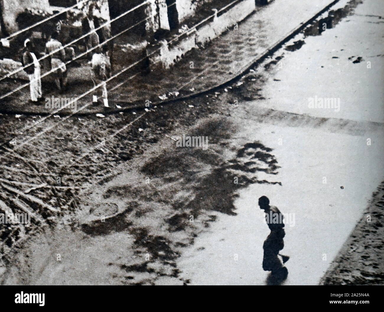 Photograph of a young Jew, shot by an Arab sniper as he was crossing ...