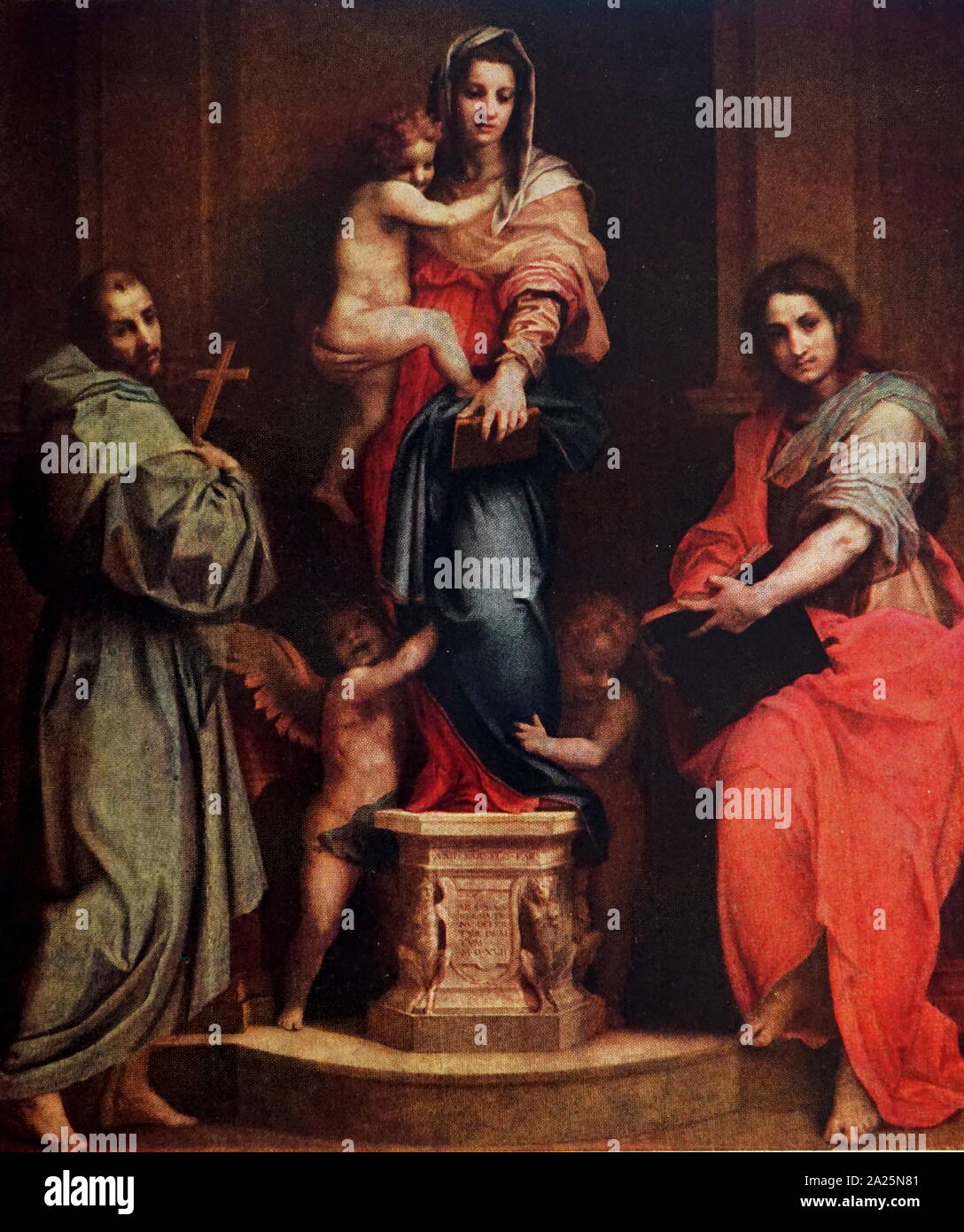 Painting titled 'Madonna and the Harpies' by Andrea del Sarto. Andrea ...