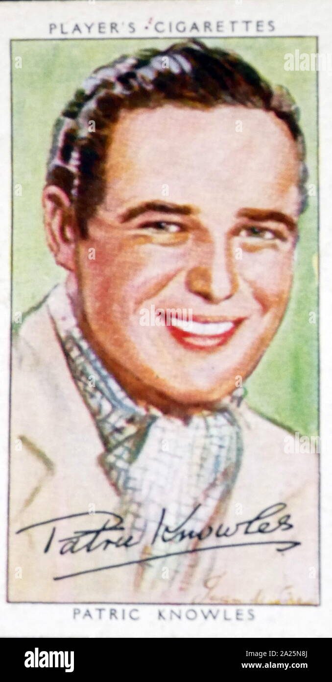 Player's Cigarettes card depicting Patric Knowles. Reginald Lawrence ...