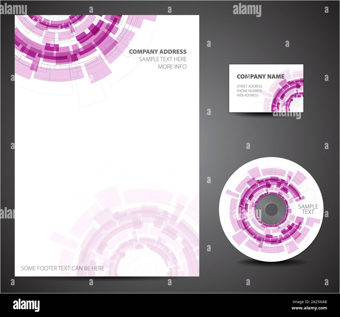 Purple Design template set - business card, cd, paper Stock Vector ...