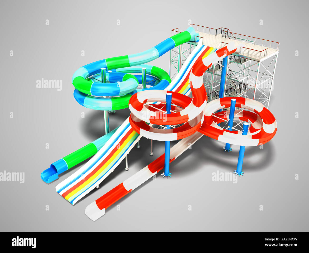 Modern water slide for water park one big slide for three people and ...