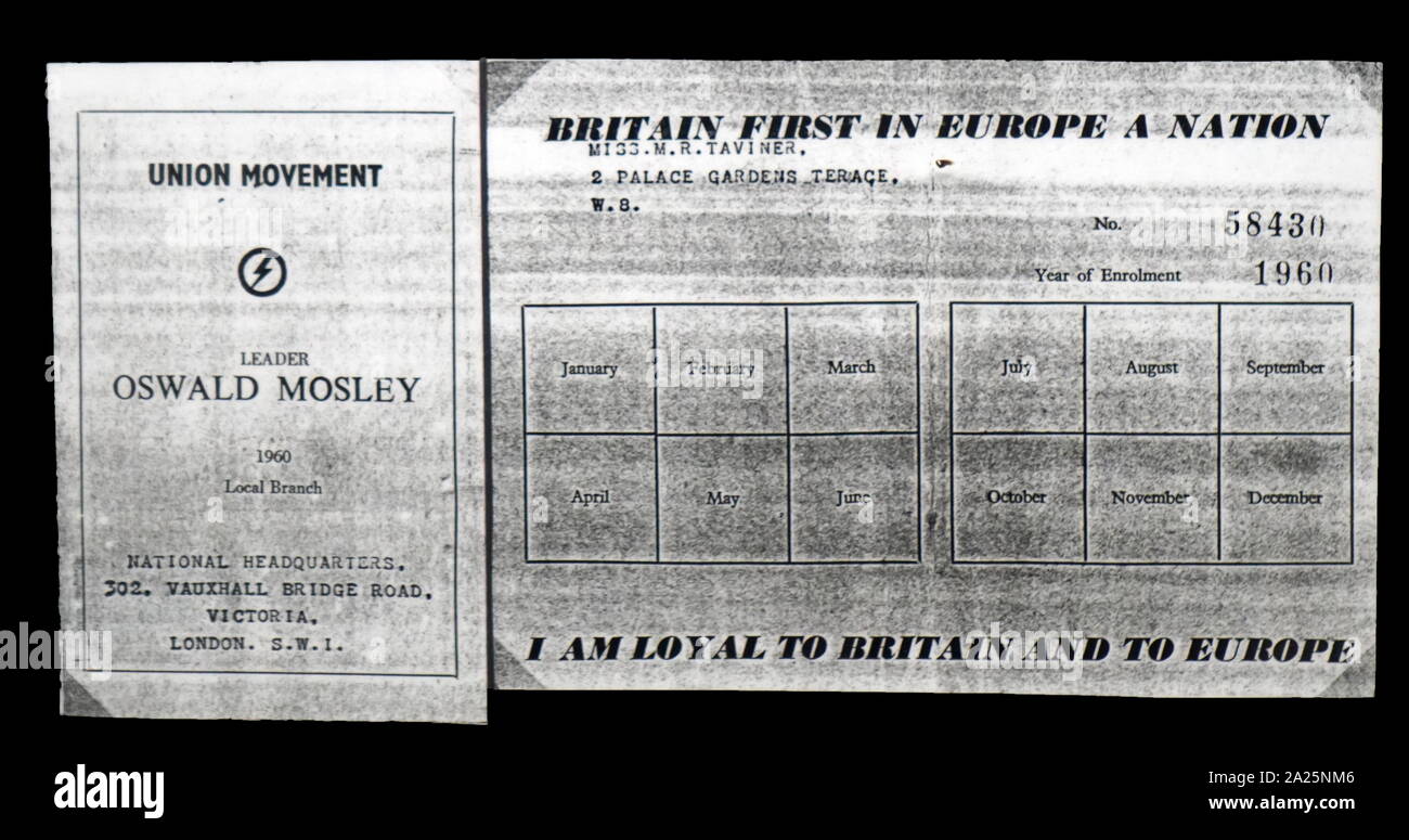 Union movement, membership booklet 1960. (um) was a far-right political ...