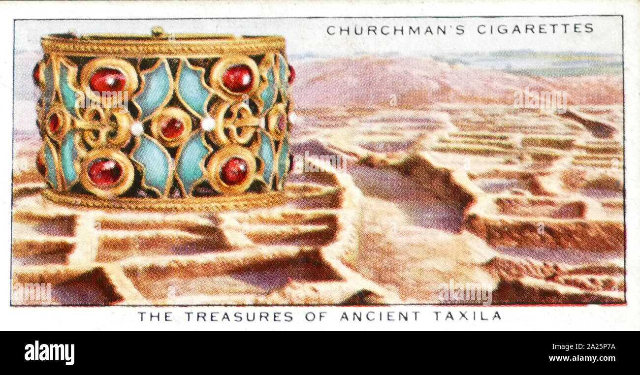 Churchman's cigarette card depicting the treasures of ancient taxila ...