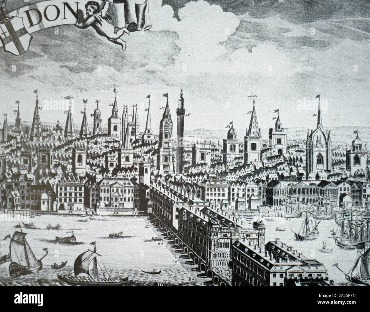 Woodcut engraving depicting the steelyard, the main trading base of the ...