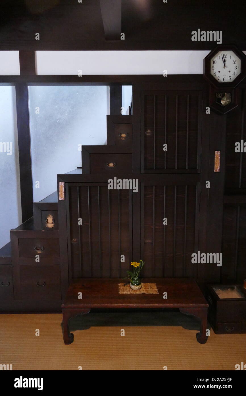 Interior of a merchants house, Nara, Japan. Machiya are urban houses ...