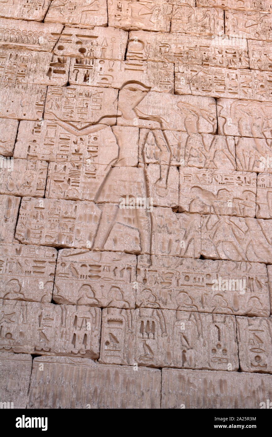 Courtyard of the Temple of Rameses III at Medinet Habu, Egypt. The ...