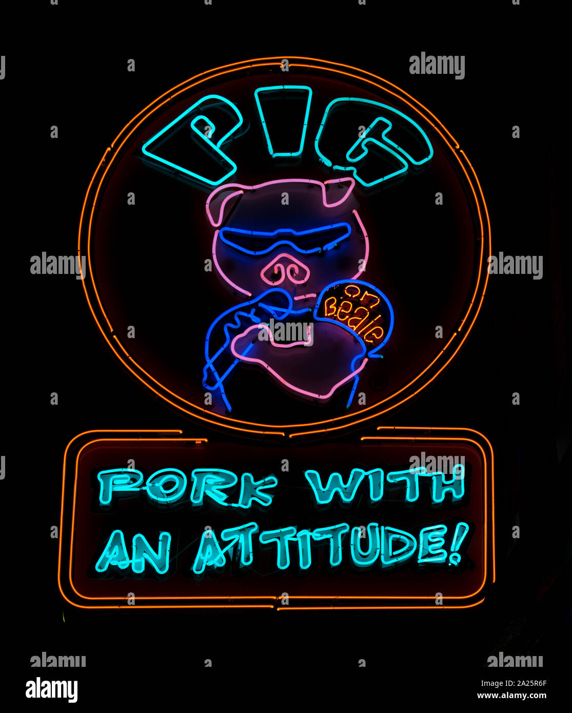 Pig neon sign, Beale Street, Memphis, Tennessee Stock Photo - Alamy