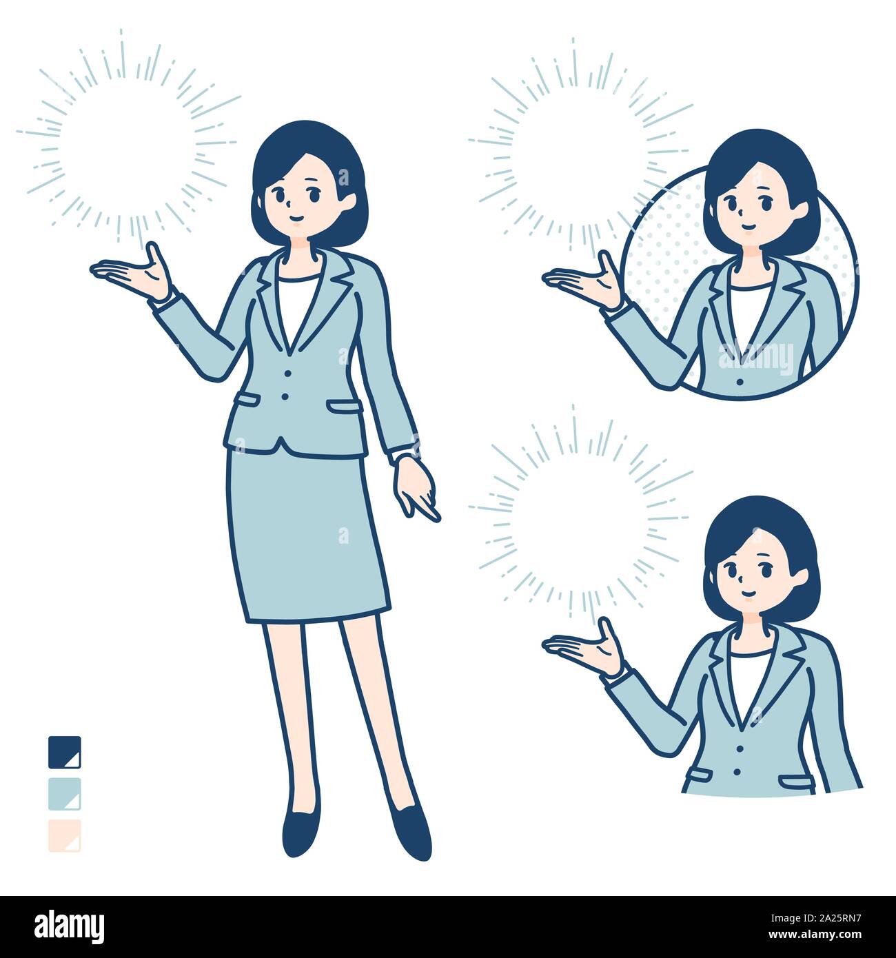 A young Business woman in a suit with Manipulating light images. It's ...