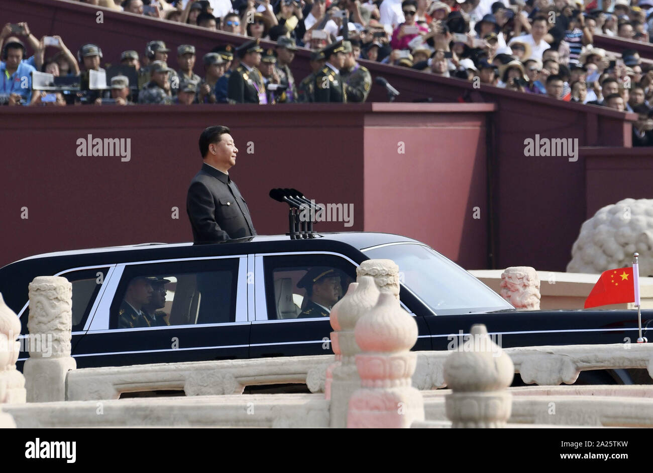 Beijing, China. 1st October, 2019. Chinese President Xi Jinping stands ...