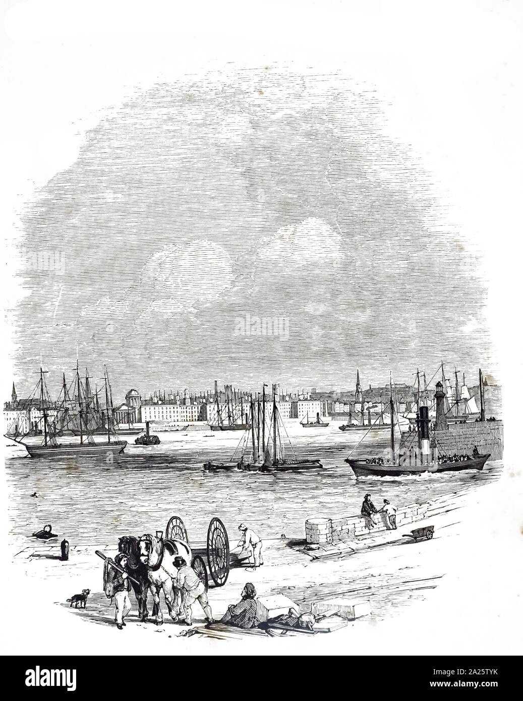 An engraving depicting a view of Liverpool from Woodside. Dated 19th ...