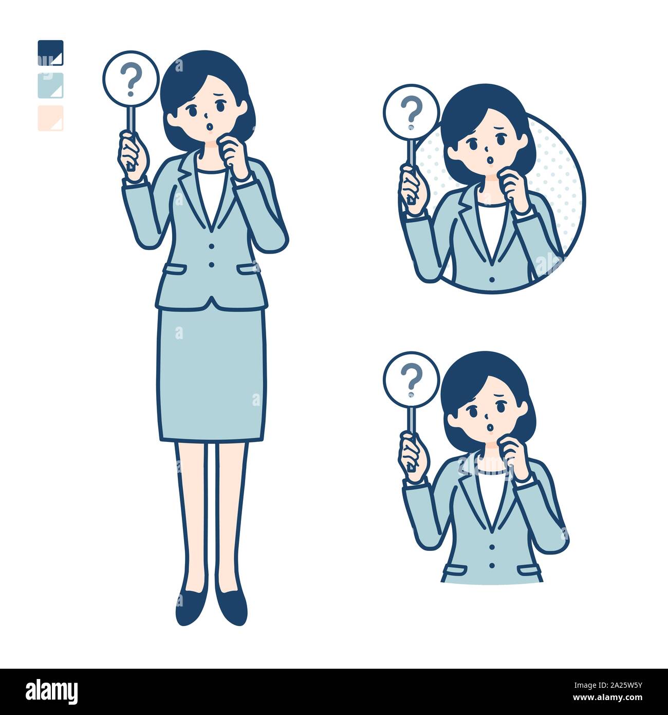 A young Business woman in a suit with Put out a question panel image ...