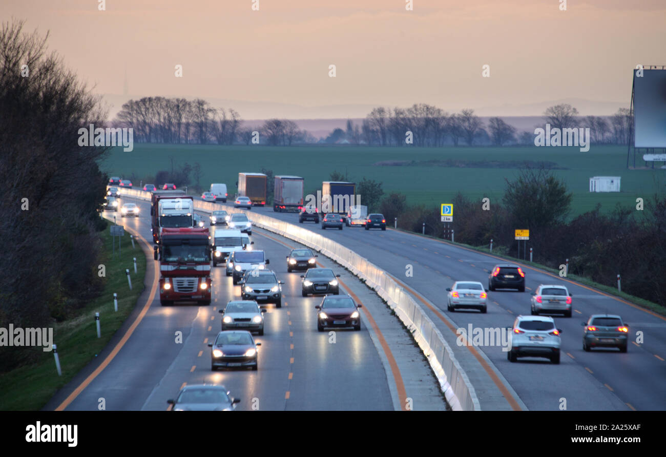 Transportation on highway with cars Stock Photo - Alamy