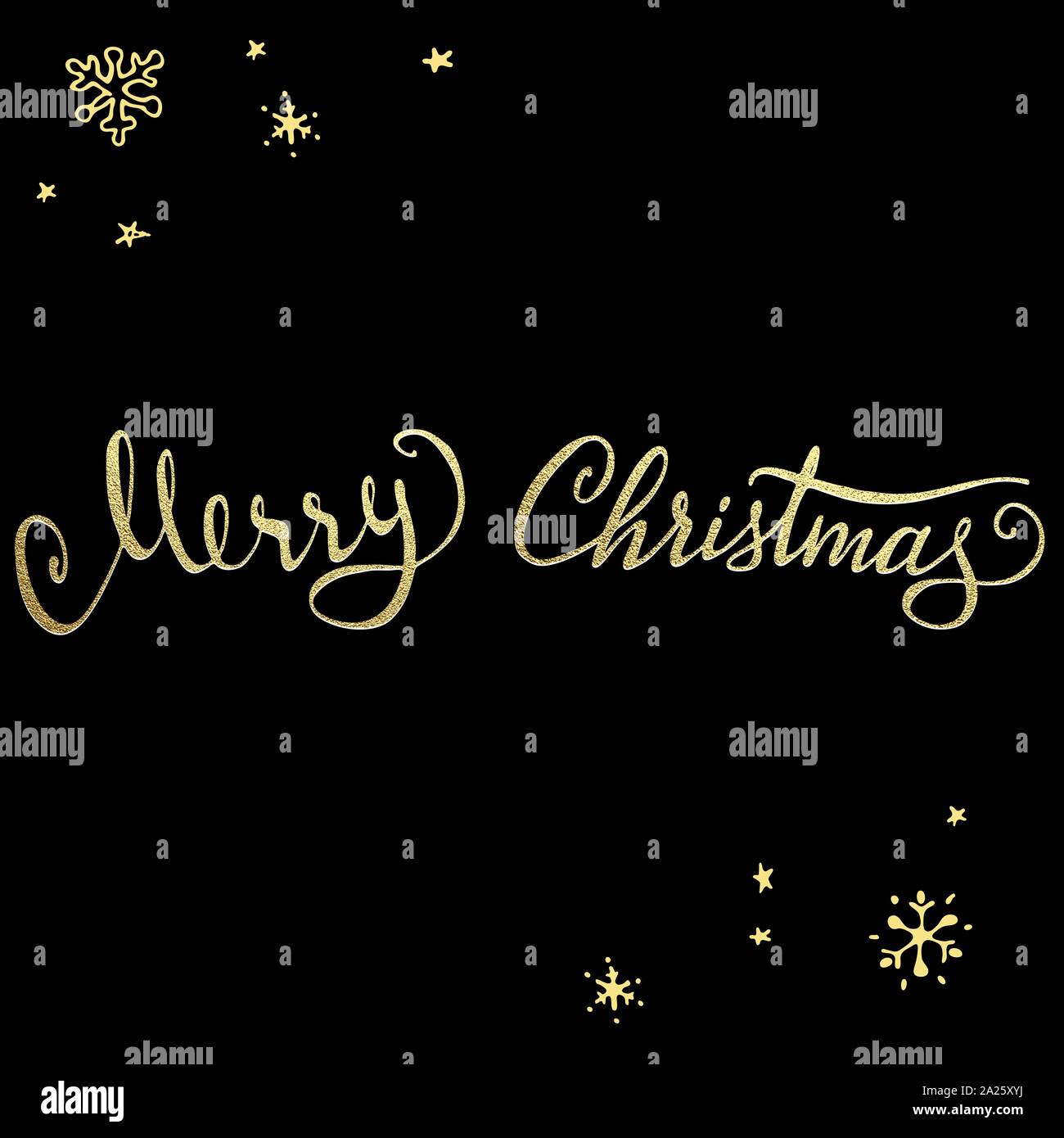 Merry Christmas gold lettering. Cute shiny hand drawn clip art for ...