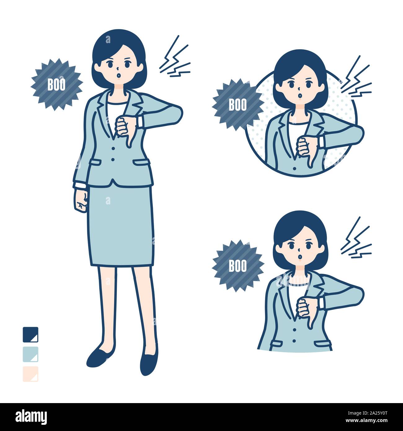 A young Business woman in a suit with Booing images. It's vector art so ...