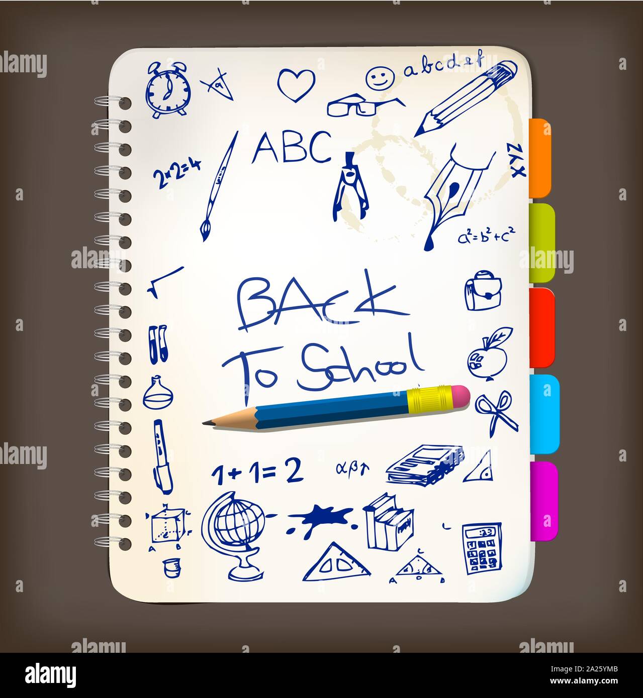 Back to school poster with doodle illustrations on notepad Stock Vector ...