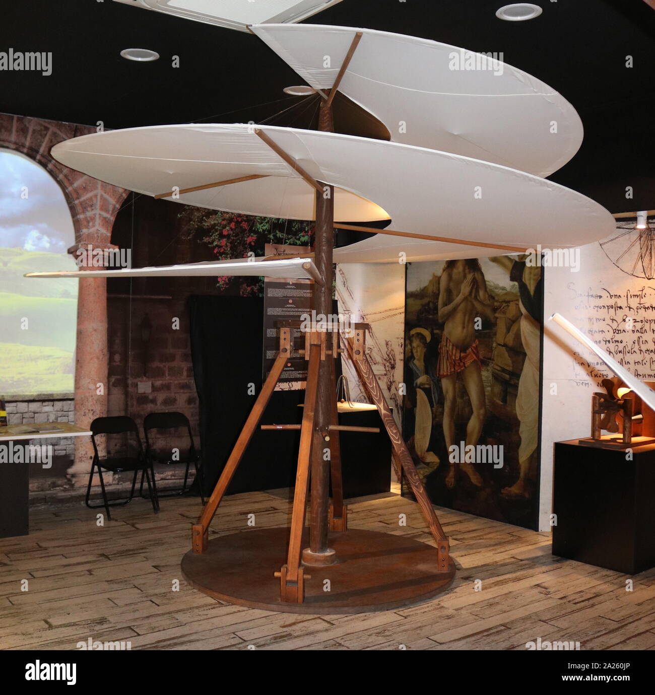 Re-construction of an aerial screw, based on a drawing in CODEX ...