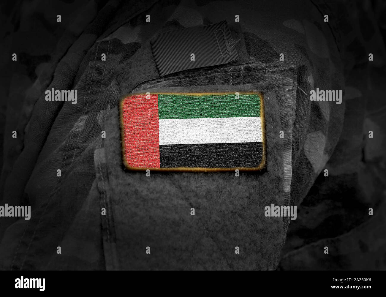 Flag of United Arab Emirates (UAE) on military uniform (collage Stock ...