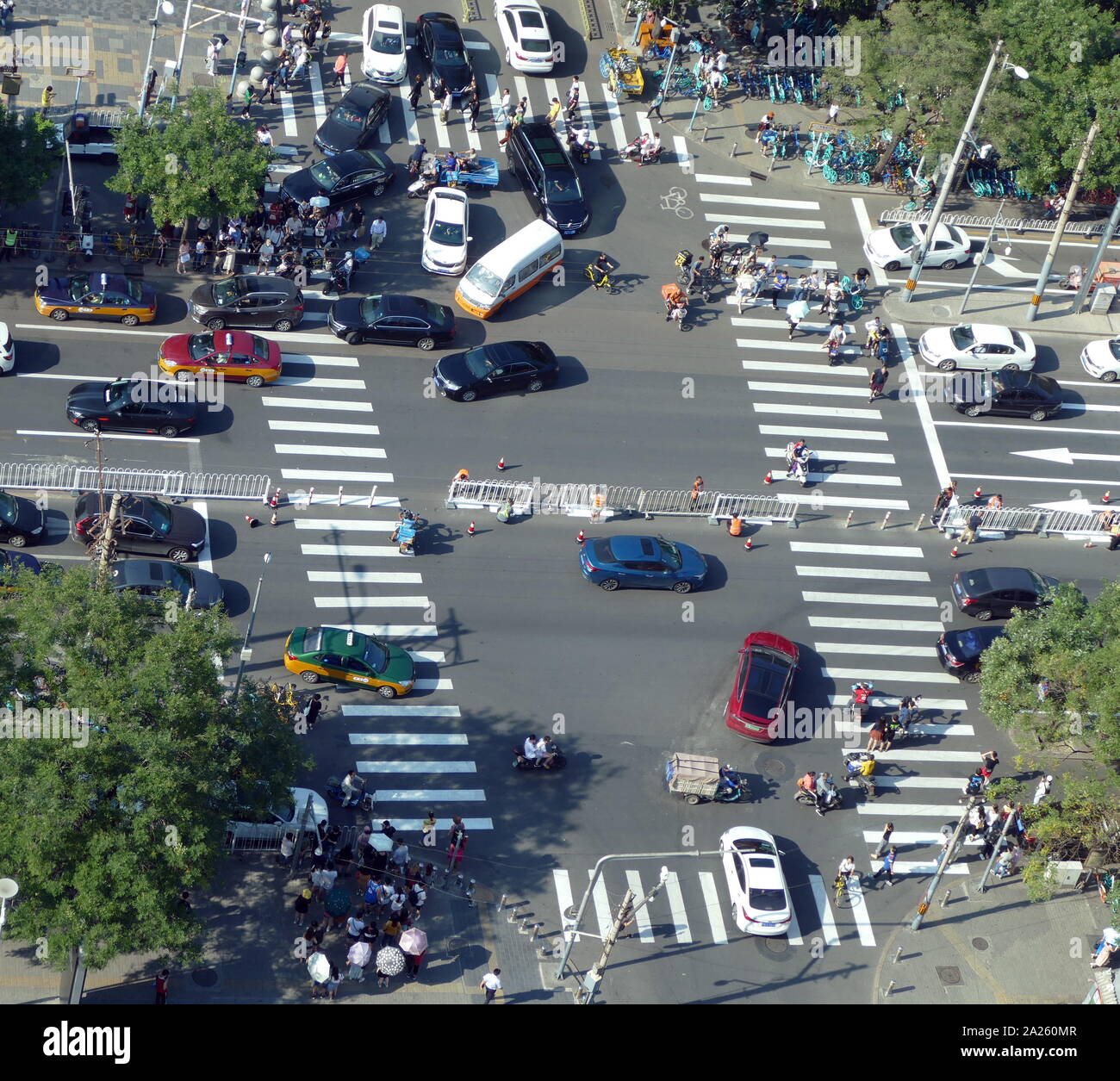 Busy traffic and pedestrian junction, in Beijing, China 2019 Stock ...