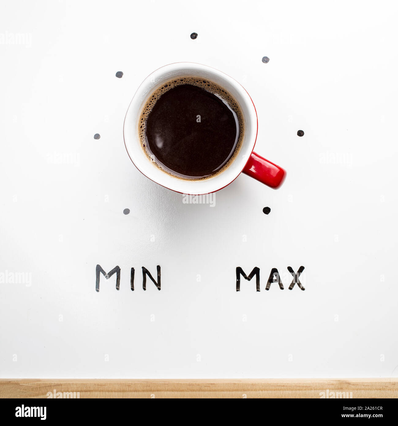 Top view of a cup of coffee in the form of volume control from minimum ...