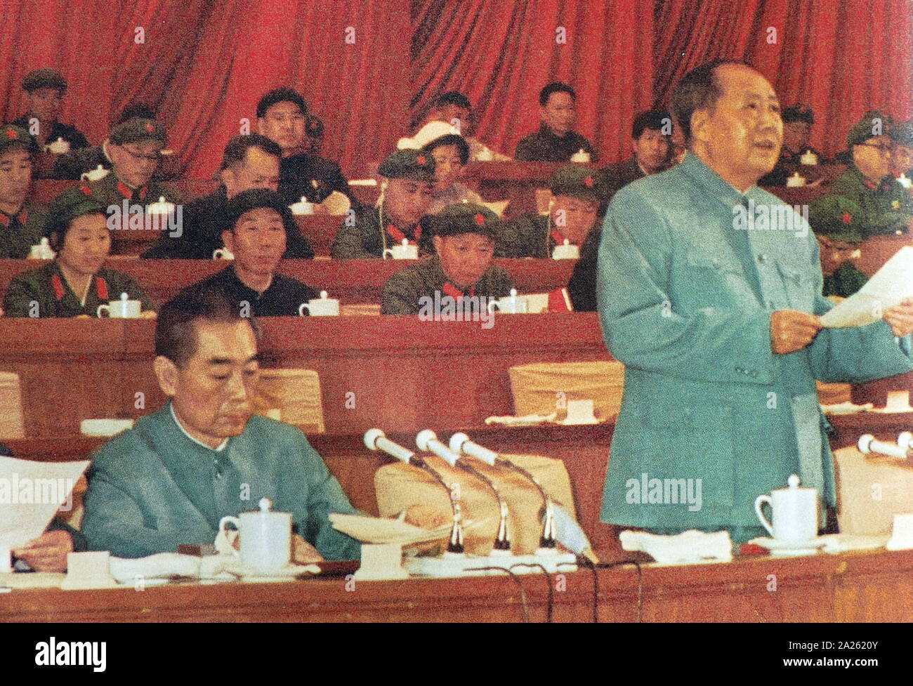 Chairman Mao addressing a plenary meeting, of the Central Committee of ...