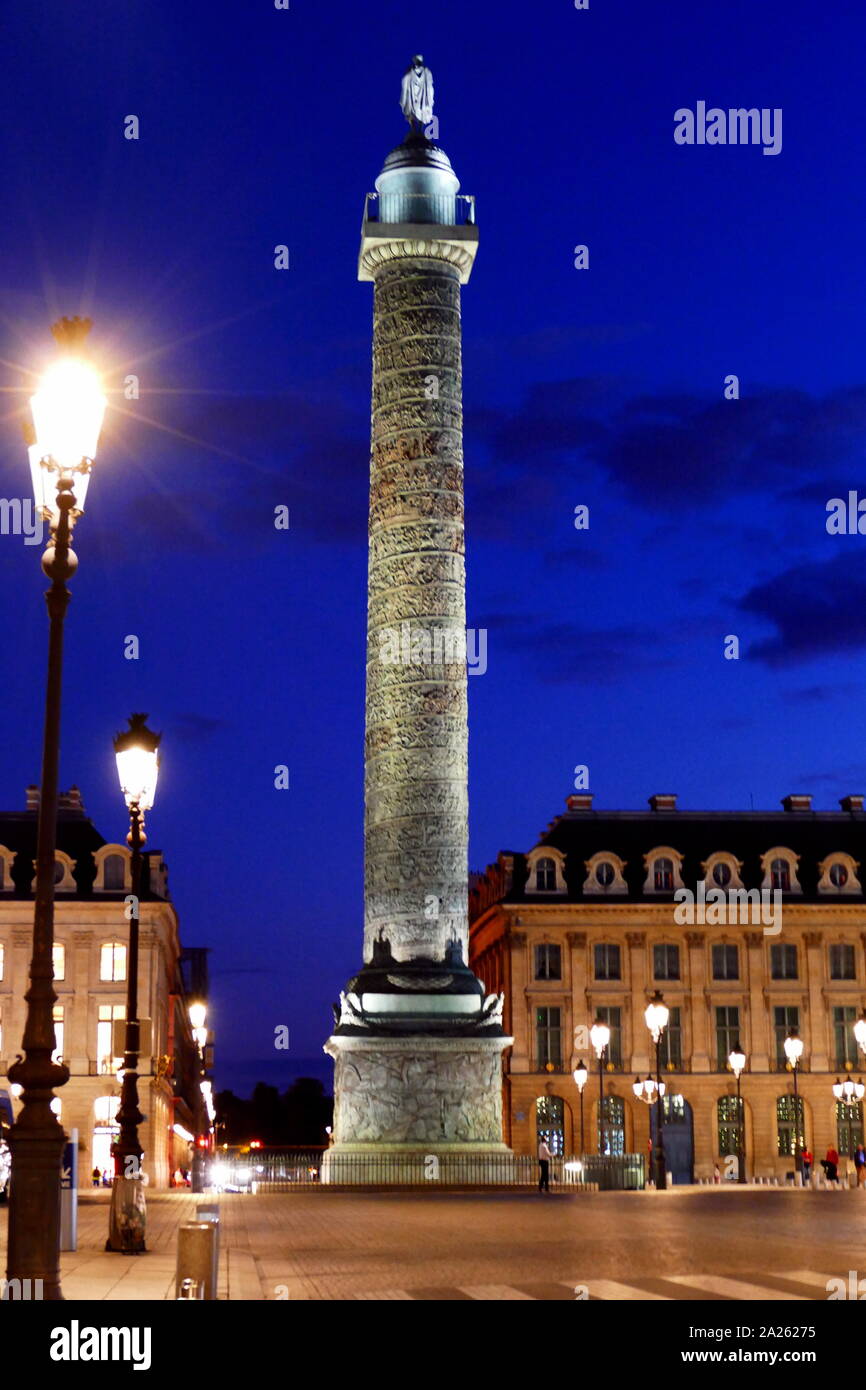Place Vendome, Paris, France. The original Vendome Column at the centre ...