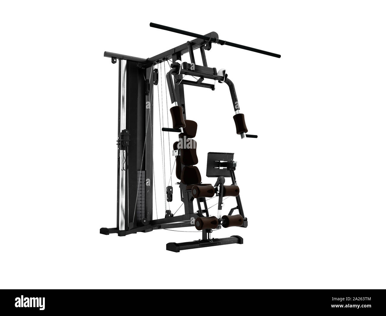 Modern black sports training simulator with brown inserts 3D render on ...
