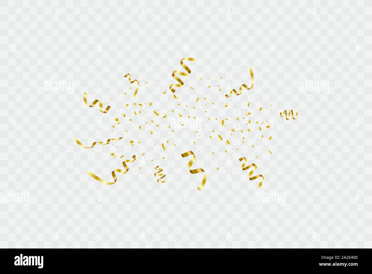 Golden curved confetti isolated on transparent background. Confetti ...