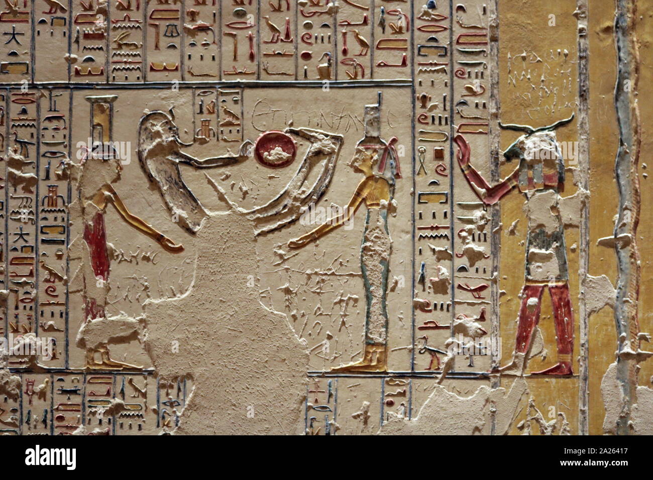 Wall frieze from the tomb of Ramesses VI. Tomb KV9 in Egypt's Valley of ...