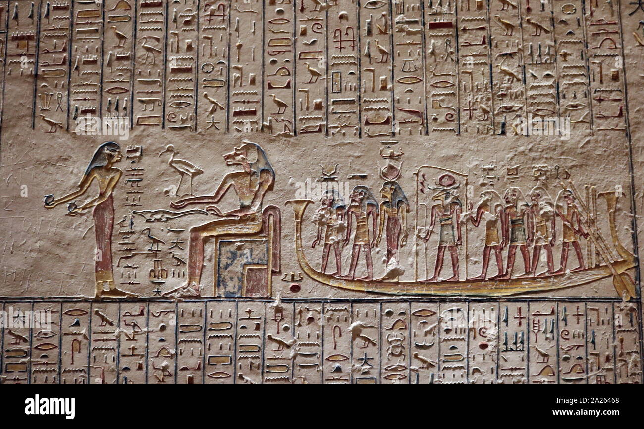 Wall frieze from the tomb of Ramesses VI. Tomb KV9 in Egypt's Valley of ...