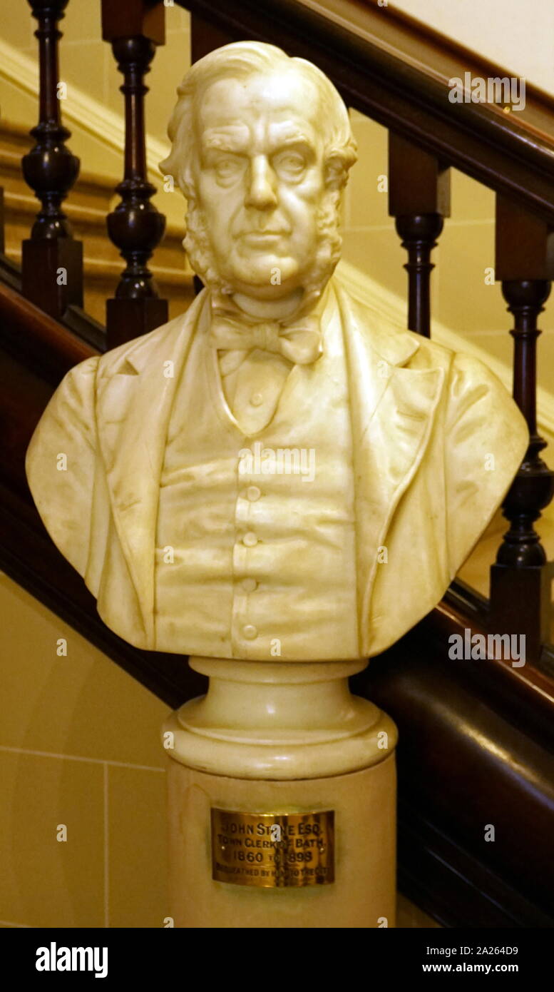 Marble bust of John Stone (1818–1899), Town Clerk of Bath (1860–1898 ...