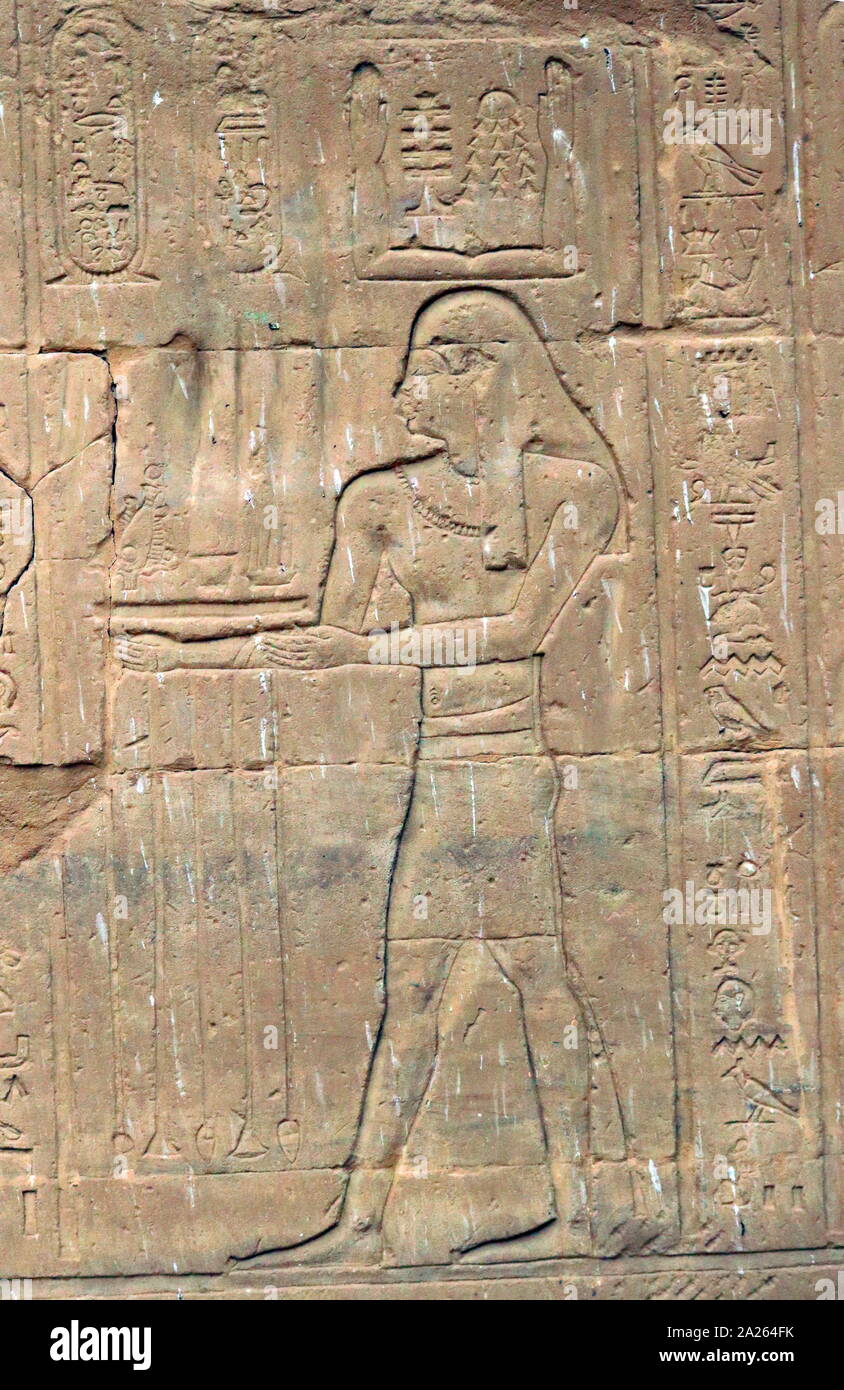 Temple of Edfu located on the west bank of the Nile River between Esna ...