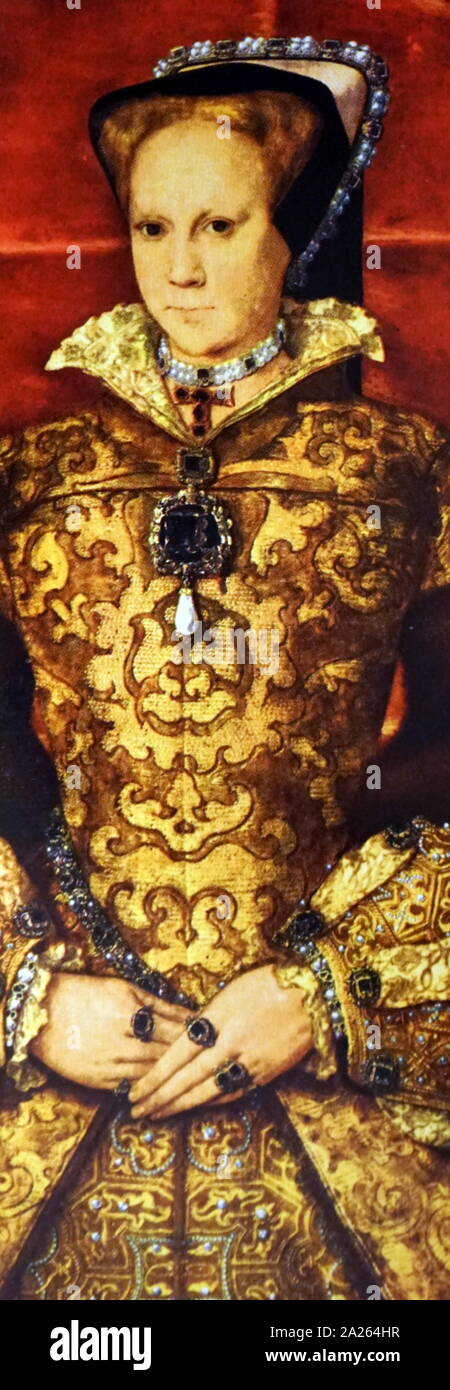 Portrait of Queen Mary I of England (1516-1558) Queen of England and Ireland. 16th Century Stock ...