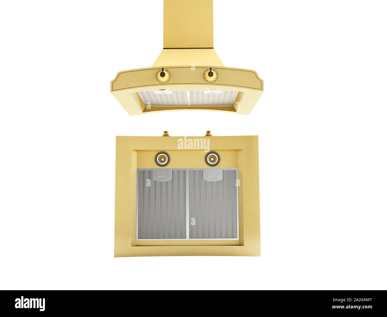 Modern extractor for kitchen beige 3d rendering on white background no ...